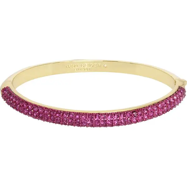 Kurt Geiger Pavé Crystal Hinged Bangle - Gold/ Pink