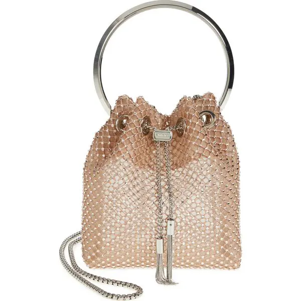 JIMMY CHOO Bon Bon Crystal Mesh Pouch - Macaron/ Crystal