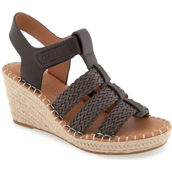 Gentle Souls By Kenneth Cole Caplin Espadrille Platform Wedge Sandals - Chocolate Leather