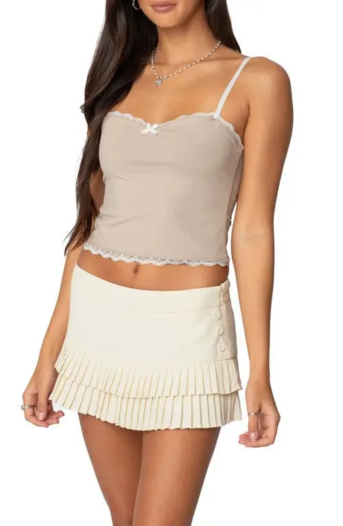 EDIKTED Alara Lace Trim Crop Camisole - Nude
