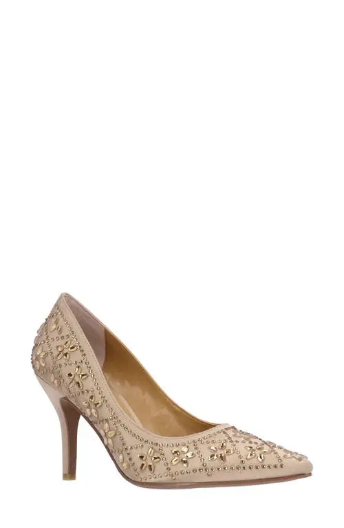 J. Reneé Barlow Embellished Pointed Toe Pump - Beige