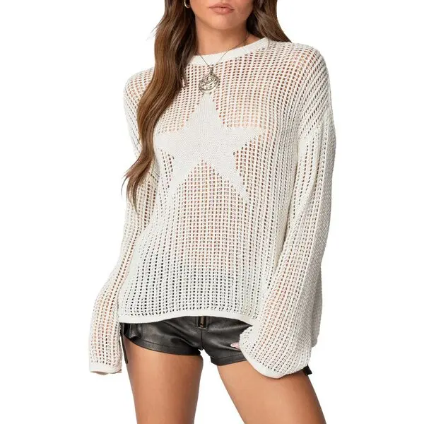 EDIKTED Seeing Stars Open Stitch Oversize Sweater