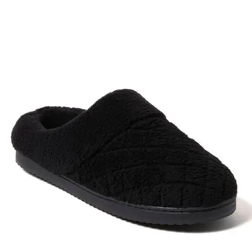DEARFOAMS Libby Quilted Terry Clog Slipper - Black
