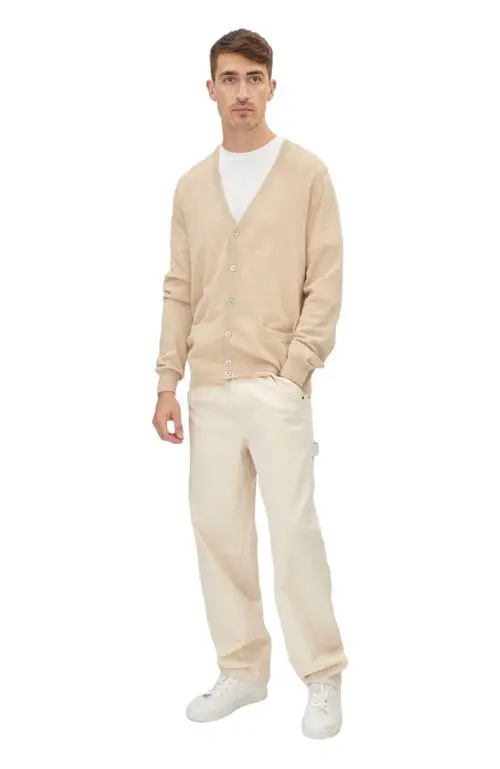 GOBI MONGOLIAN CASHMERE V-neck Button Cashmere Cardigan - Beige