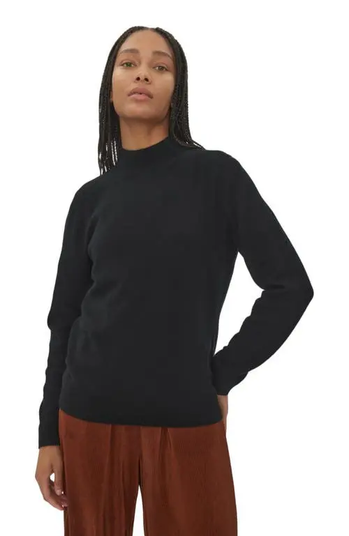 GOBI MONGOLIAN CASHMERE Mock Neck Sweater - Black