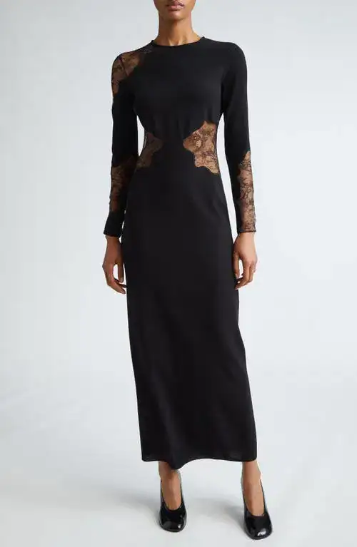 Max Mara Enziana Lace Wool-Blend Crepe Dress In Black - 50% Off |  Editorialist