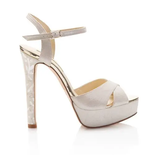 FREYA ROSE Ankle Strap Pearl Platform Heeled Sandal - Ivory