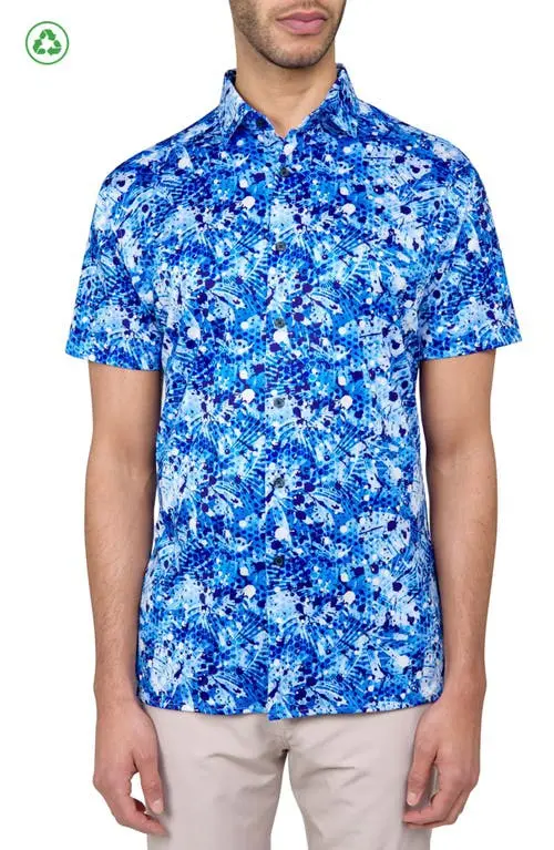 CON.STRUCT Regular Fit Palm Splatter Print Recycled Performance Golf Button-down Shirt