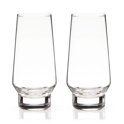 VISKI Raye Crystal Weighted Stemless Champagne Flutes Set Of 2 - Clear