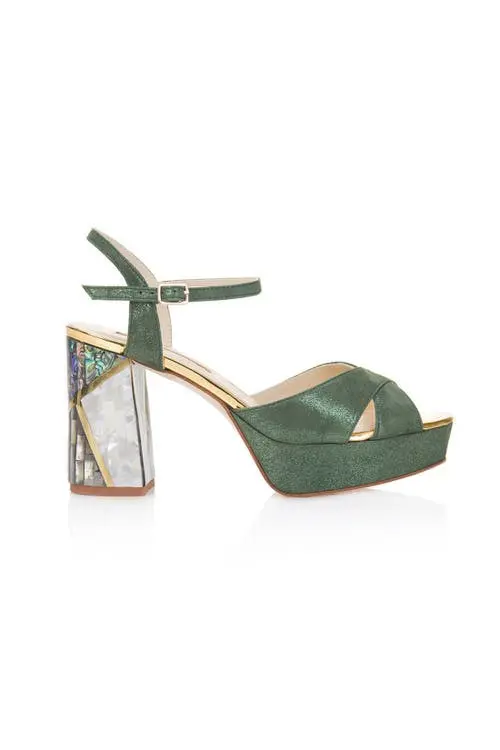 FREYA ROSE Zahra Verde Pearl Heel Sandal