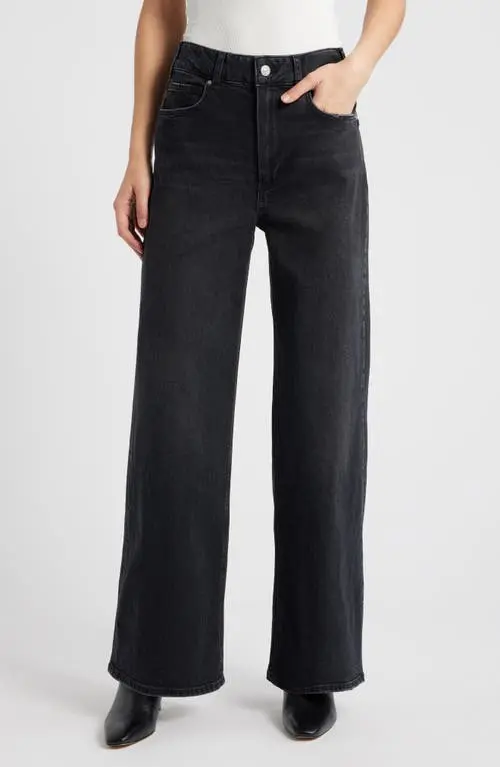 Paige Sasha High Waist Wide Leg Jeans - Viper Black Distressed
