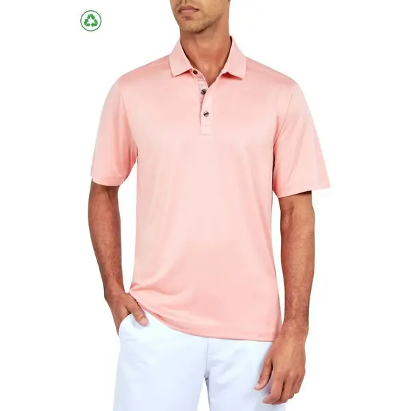 CON.STRUCT Regular Fit Solid Recycled Performance Golf Polo - Coral