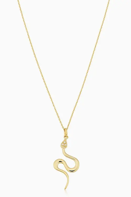 ORADINA 14k Gold Snake Charmer Pendant Necklace