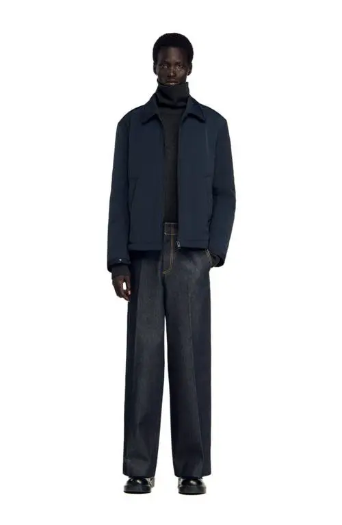 Sandro Quilted Technical Jacket - Navy Blue