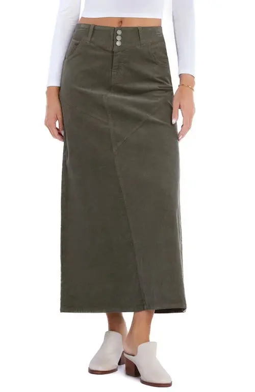 WASH LAB DENIM Corduroy Maxi Skirt - Golden Pine