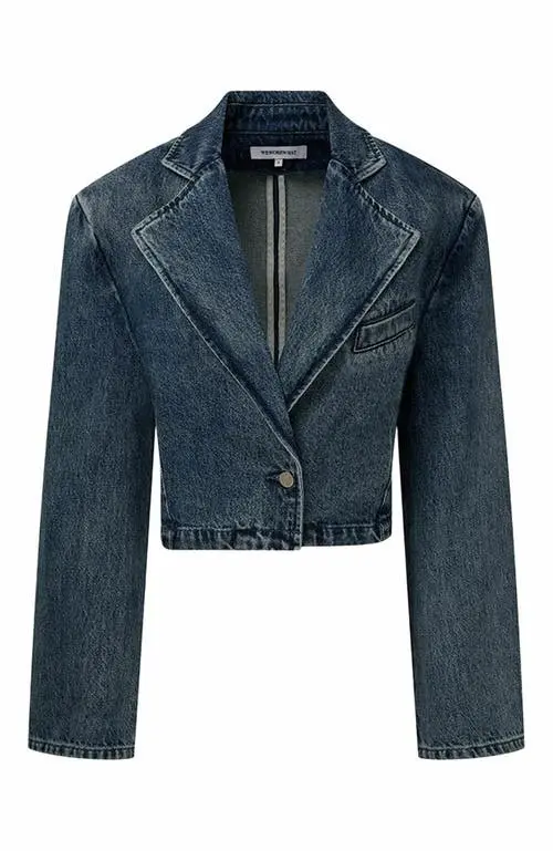 WeWoreWhat Cropped Denim Blazer