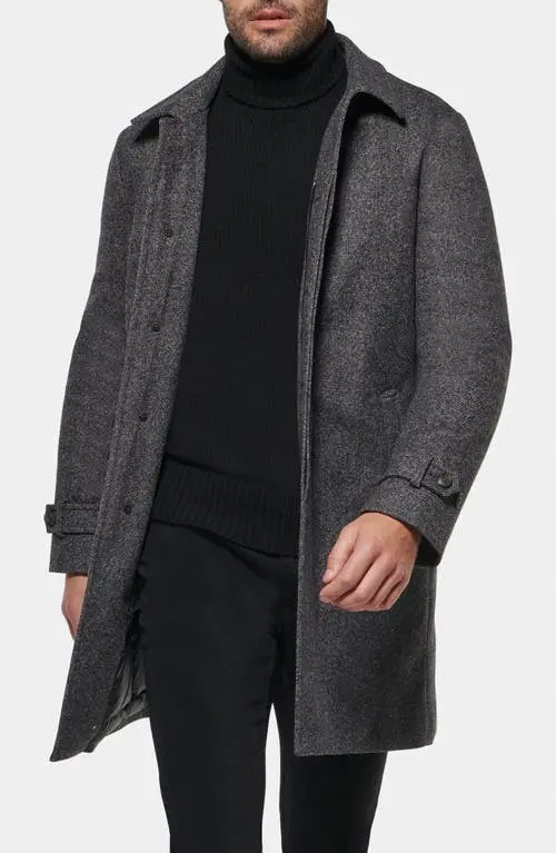NORWEGIAN WOOL Herringbone Waterproof Wool-blend Down Coat