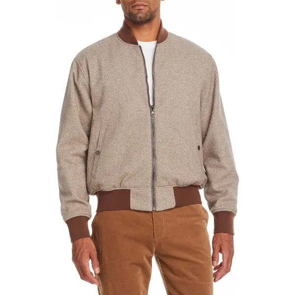 BROOKLYN BRIGADE Herringbone Reversible Bomber Jacket - Brown