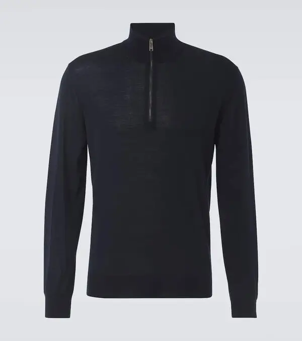 Zegna Wool Half-zip Sweater - Blue