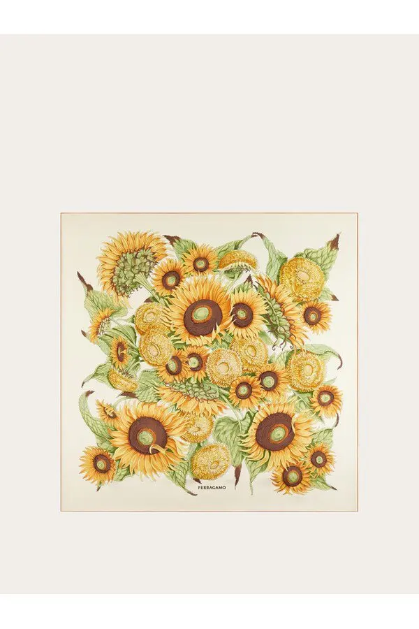 FERRAGAMO Sunflower Print Silk Scarf - Fuchsia