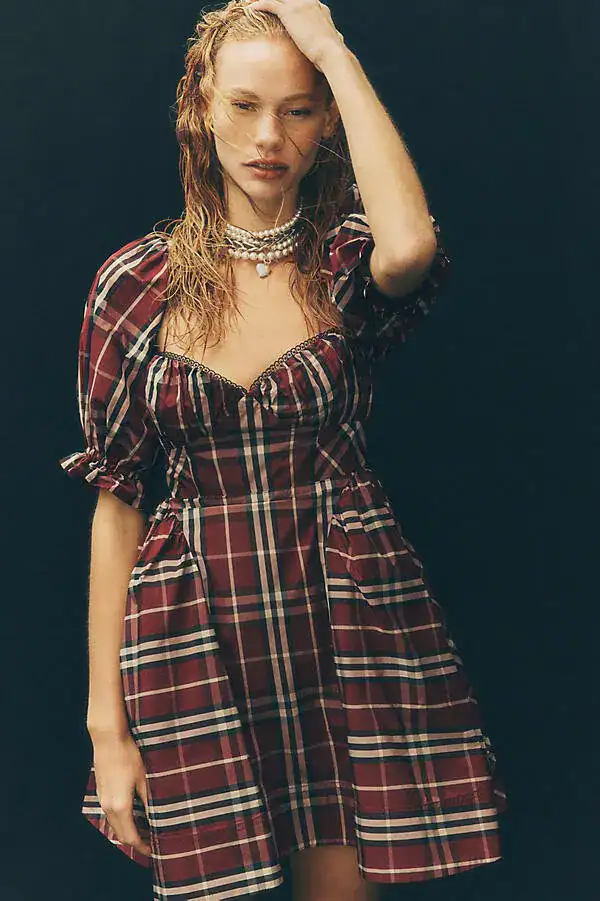 Maeve Puff Mini Dress - Red | Editorialist
