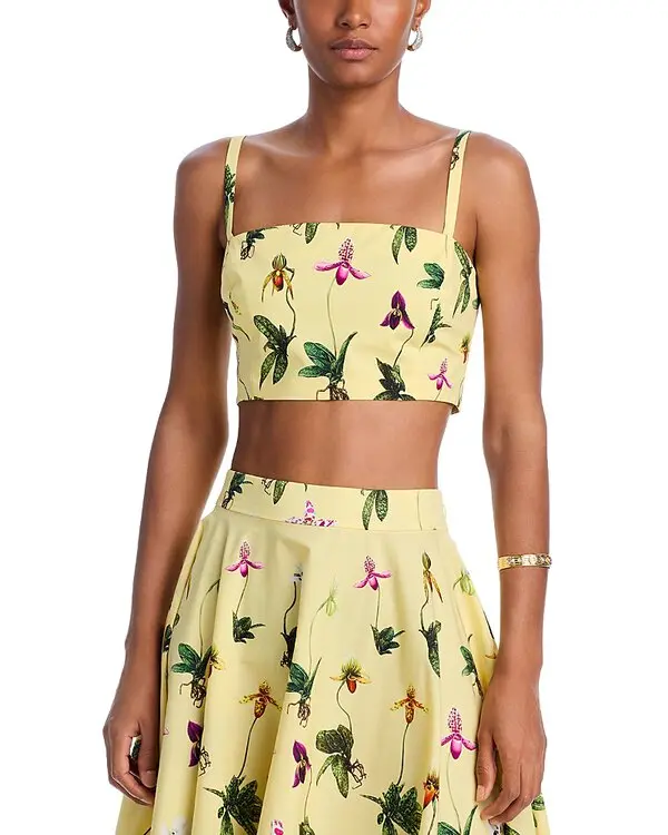 Oscar De La Renta Orchids Cropped Top