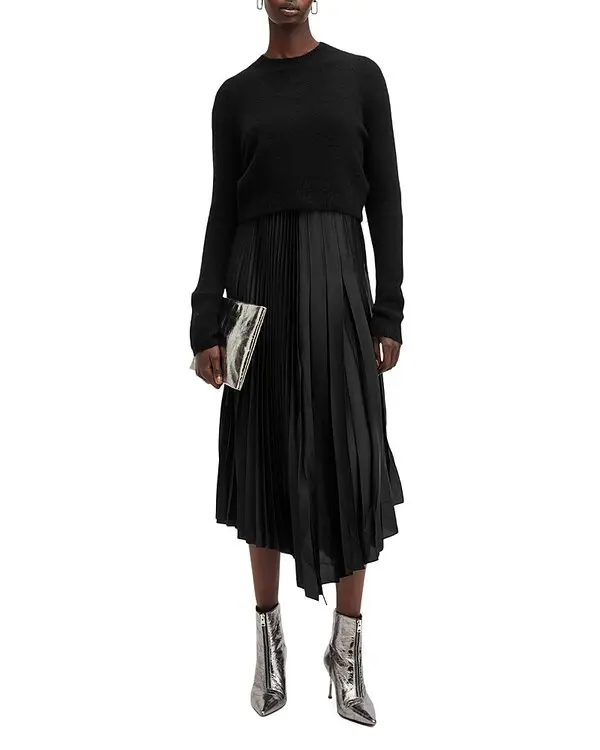 All Saints Jax 2-in-1 Pleated Maxi Dress - Black