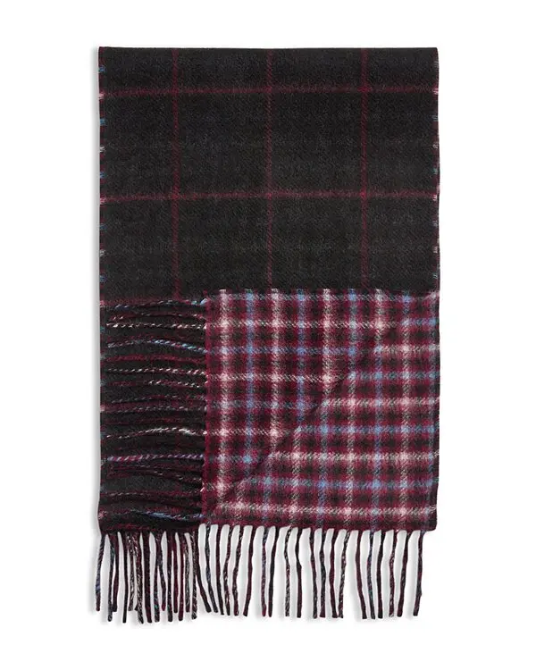 Bloomingdale'S Windowpane Reversible Cashmere Scarf Exclusive - Raisin/blue/grey/black