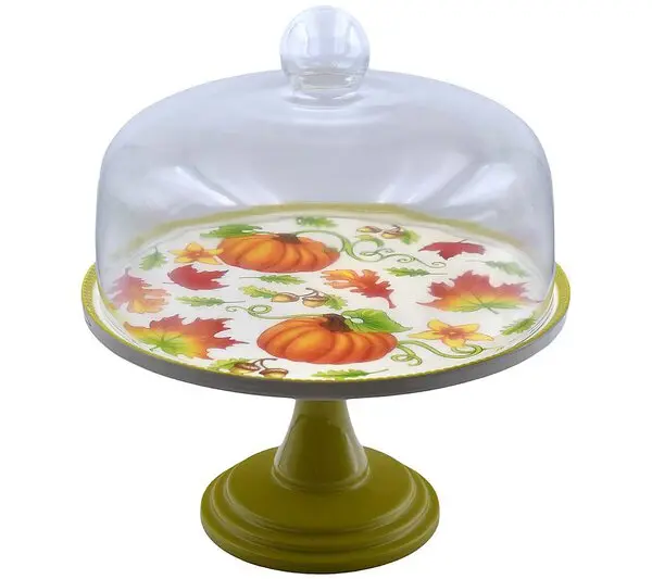 TEMP-TATIONS Seasonal Cake Pedestal With Dome Glass Lid