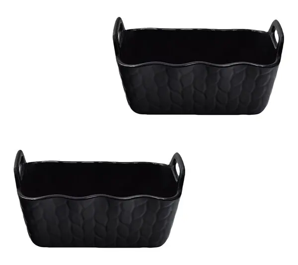TEMP-TATIONS Carved Willow S/2 Pans Upswept Handles