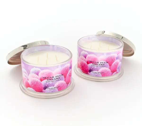 HOMEWORX BY SLATKIN + CO. S/2 Sugar Plum Dreams 18oz Candles
