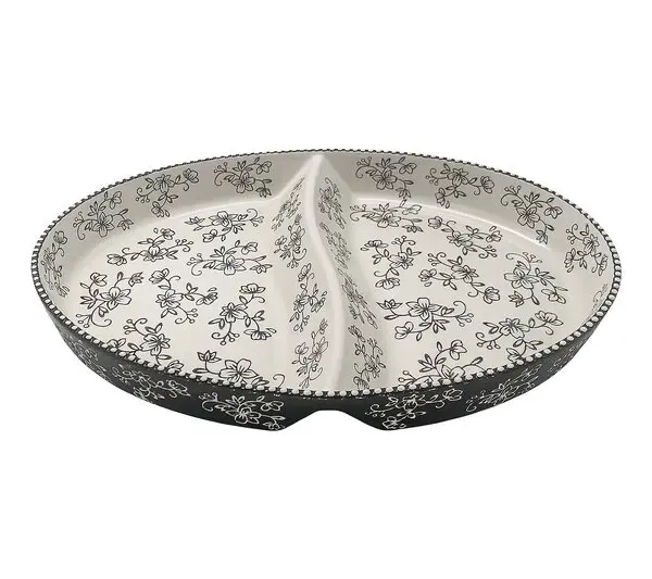 TEMP-TATIONS Floral Lace Double Divided Servingplatter