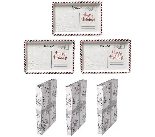 TEMP-TATIONS Seasonal Set-3 Post Card Platters