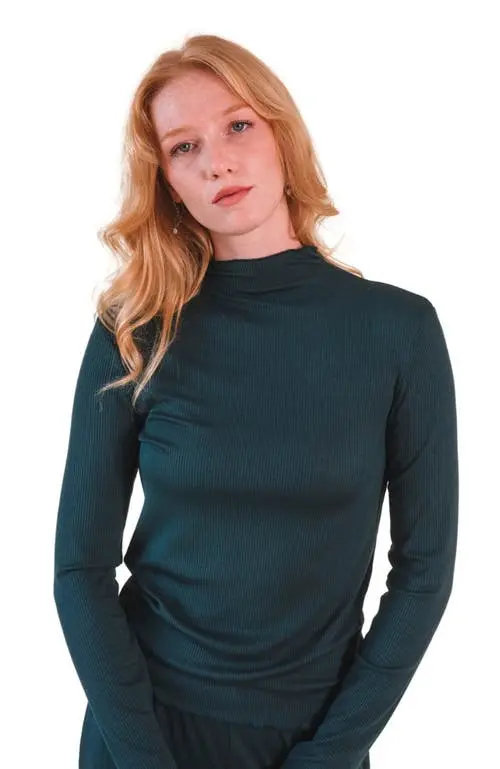 POPLINEN Norma Modal Ribbed Turtleneck - Pine
