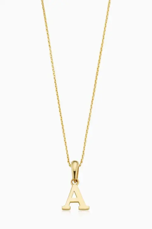 ORADINA 14k Gold Initial Pendant Necklace - Letter N