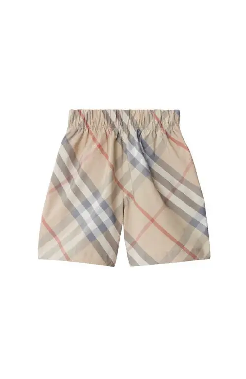 Burberry Check Cotton Blend Shorts - Pale Stone
