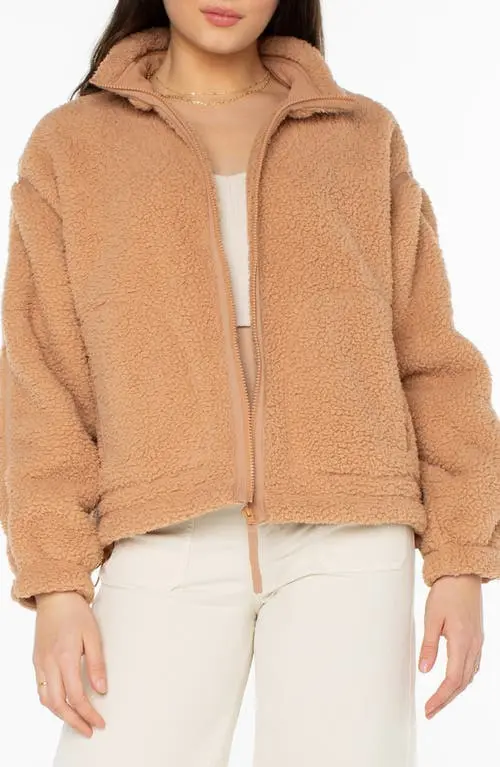 Roxy Wurlie Faux Shearling Zip Jacket - Camel