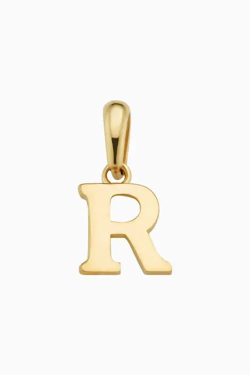 ORADINA 14k Gold Initial Pendant Charm - Letter R