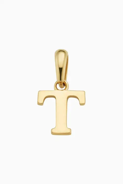 ORADINA 14k Gold Initial Pendant Charm - Letter T