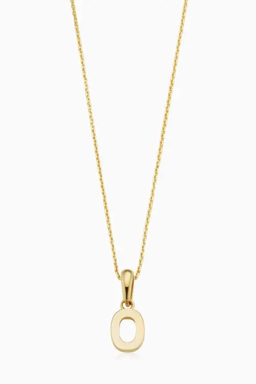 ORADINA 14k Gold Number Pendant Necklace - Number 1