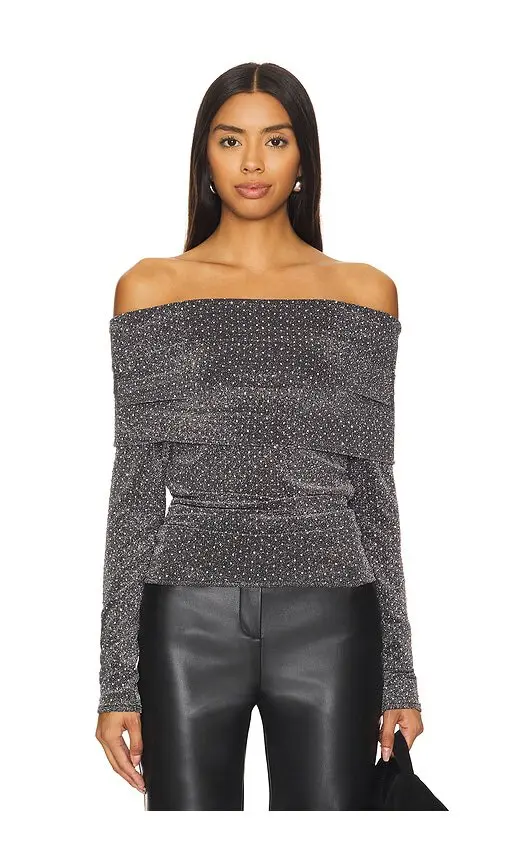 Lna Liya Fold Over Rhinestone Top