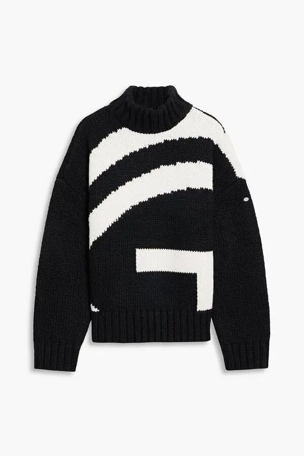 Goldbergh Intarsia-knit Turtleneck Sweater - Black
