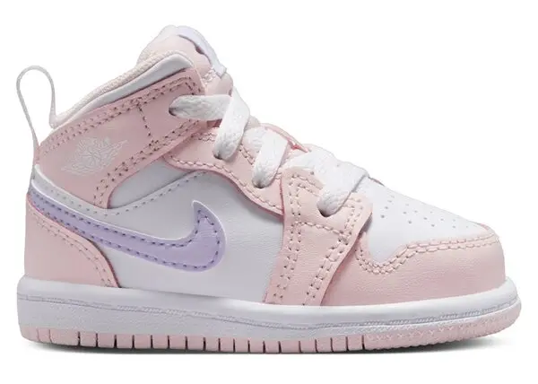 JORDAN 1 Mid Sneakers - Pink Wash/white/violet Frost