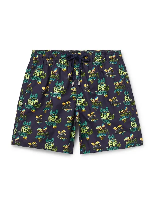 Vilebrequin Moorea Straight-leg Mid-length Printed Swim Shorts - Blue