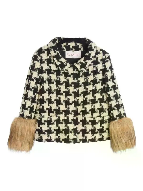 Valentino Garavani Houndstooth Tweed Jacket - Neutrals