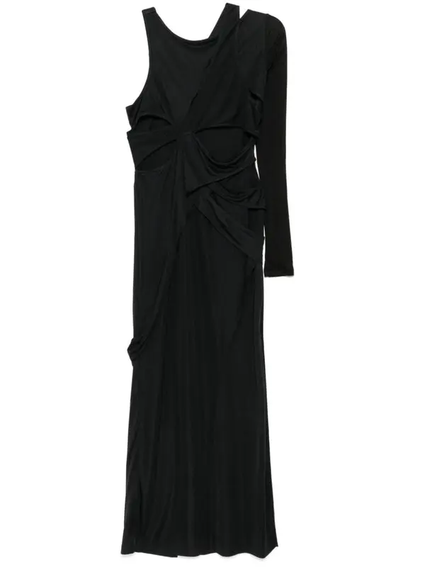 YEHUAFAN Asymmetric Sleeves Long Dress