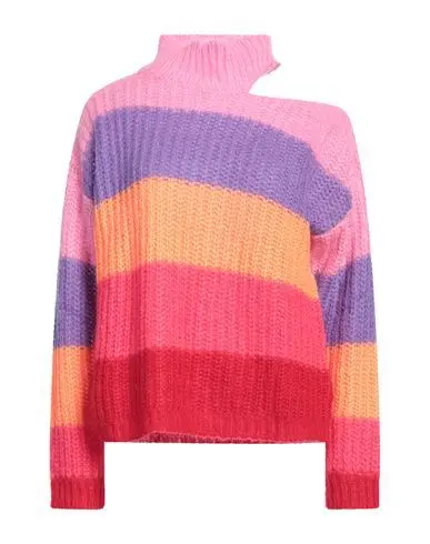 KAOS JEANS Striped Turtleneck Knit Top - Pink