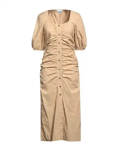 ganni beige dress Beige GANNI Maxi Dress  Knits, Velvets & Ruffled Prints