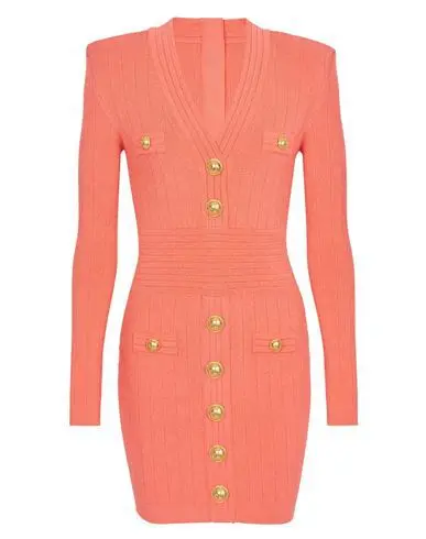 Balmain Ribbed Knit Dress - Pink | Editorialist
