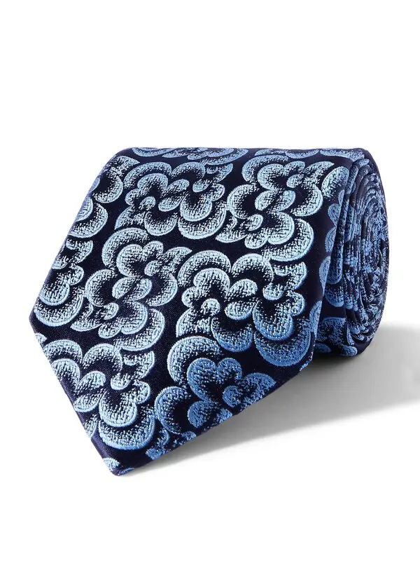 Charvet Floral-jacquard Silk Tie 8.5cm - Blue